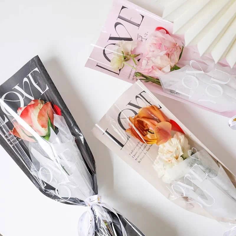 20Pcs Transparent Single Flower Bag/Single Flower Rose Wrapping Bag ...