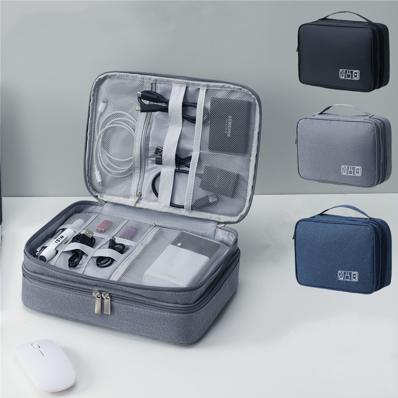 𝗧𝗜𝗘𝗥𝗘𝗗 𝗖𝗢𝗡𝗩𝗘𝗡𝗜𝗘𝗡𝗖𝗘 》 Double Layer Electronics Gadget Storage Bag Beg ...