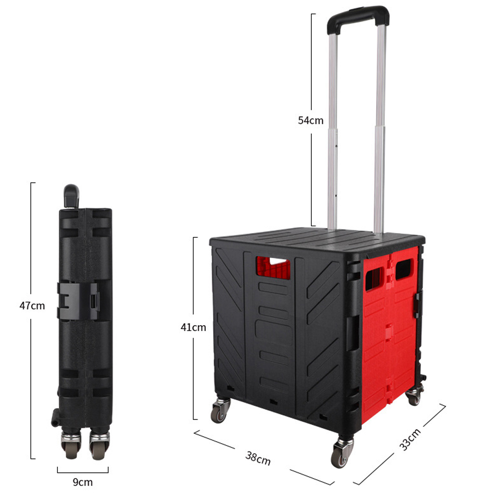 75L Folding Shopping Cart Trolley With 8 Wheels Climber Ladder Load ...