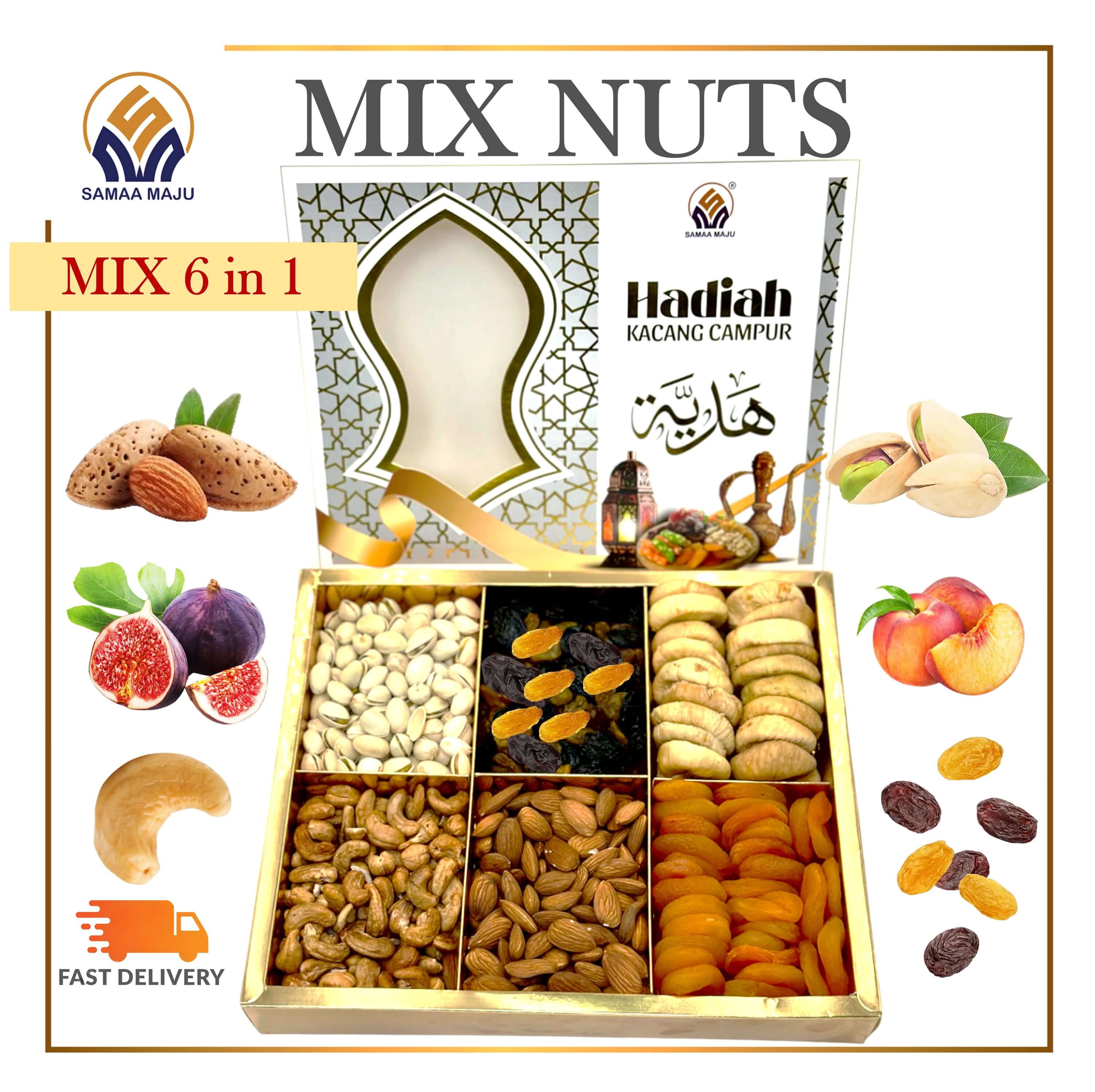 Mix Nuts gift box 9 IN 1 & 6 in1 cashew ,pistachio ,almond , dried fog ...
