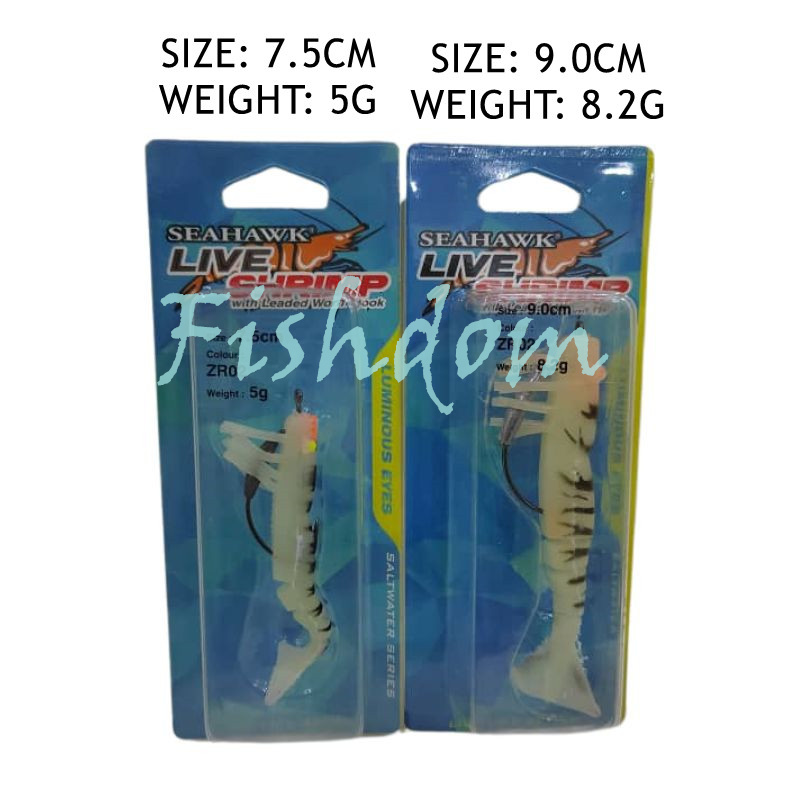 FISHDOM SEAHAWK LIVE SHRIMP WITH LEADED WORM HOOK KILLER SESUAI SIAKAP / KERAPU IKAN SW FISHING ...