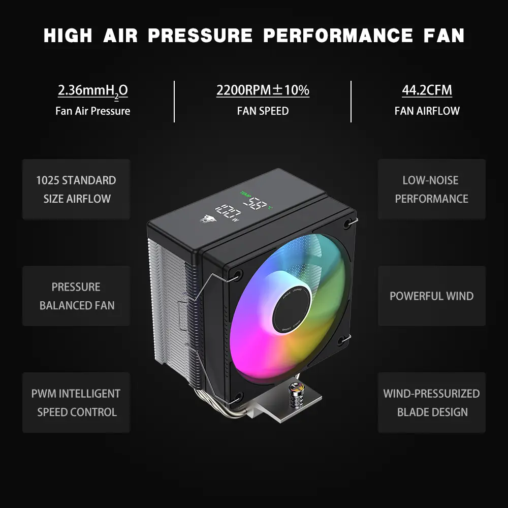 Jungle Leopard AF400S DGT Digital CPU Cooler Black / White 10cm CPU Fan ...