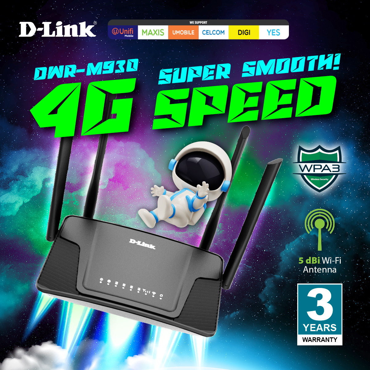 D-Link N300 4G LTE Sim Card Wireless Router build in VPN Client with 4 ...