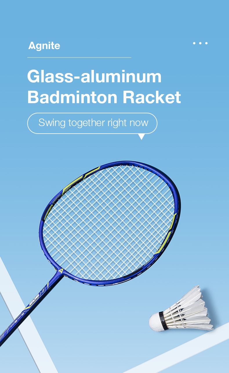 Agnite Glass-Aluminum Badminton 2U Lightweight Racket 18-20lbs Square ...