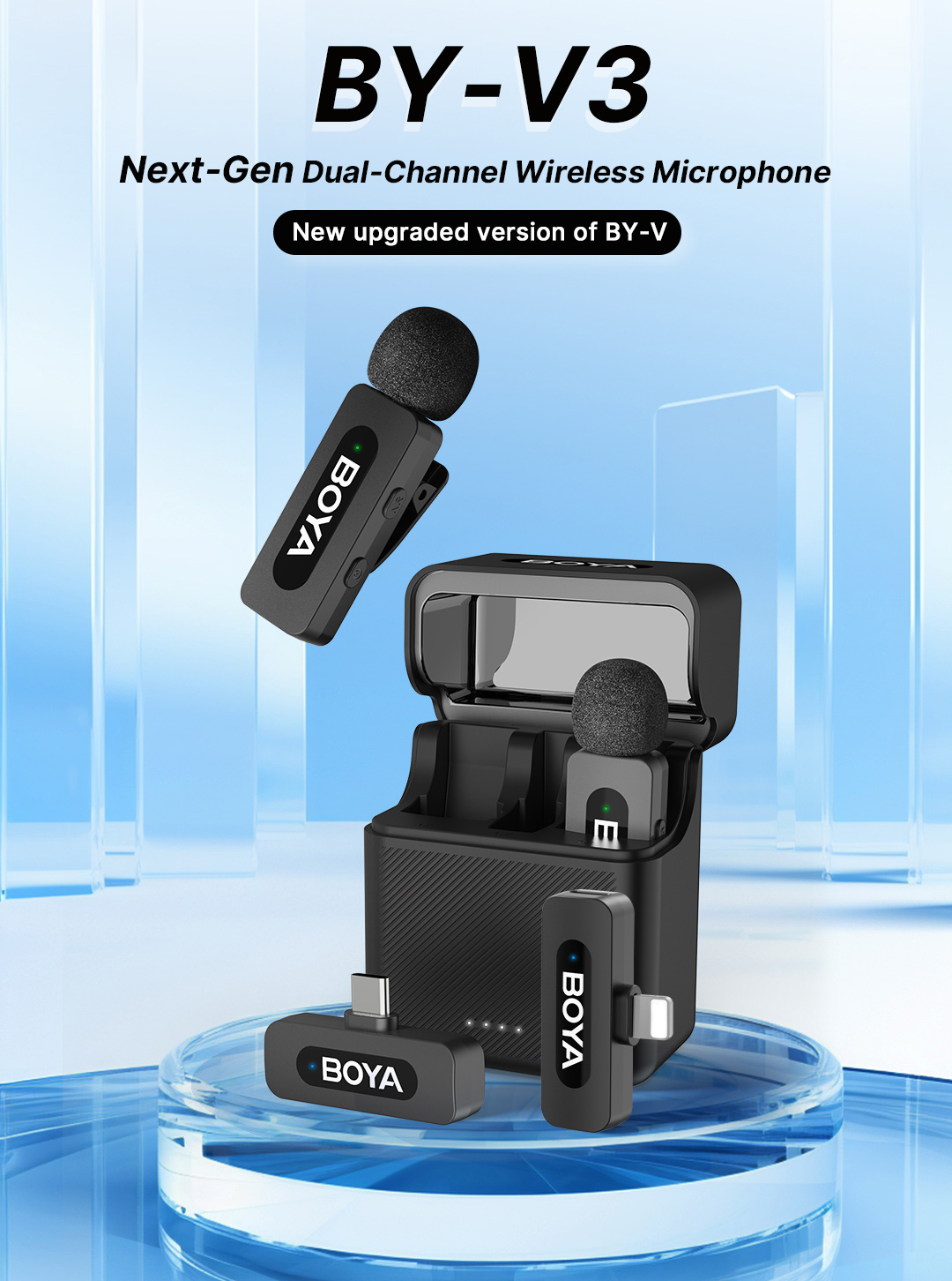 BOYA BY-V1/V2/V10/V20/V3/V30/V35 Wireless Microphone Noise Reduction for iP/Android/Laptop ...