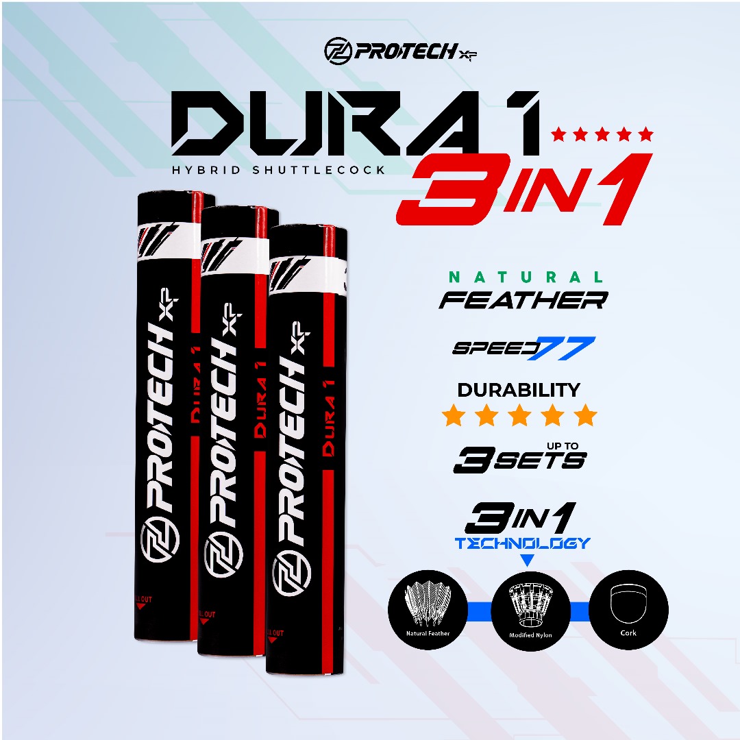 PROTECH 3 IN 1 HYBRID SHUTTLECOCK - DURA 1 (CAN LAST UP TO 3 SETS OF ...