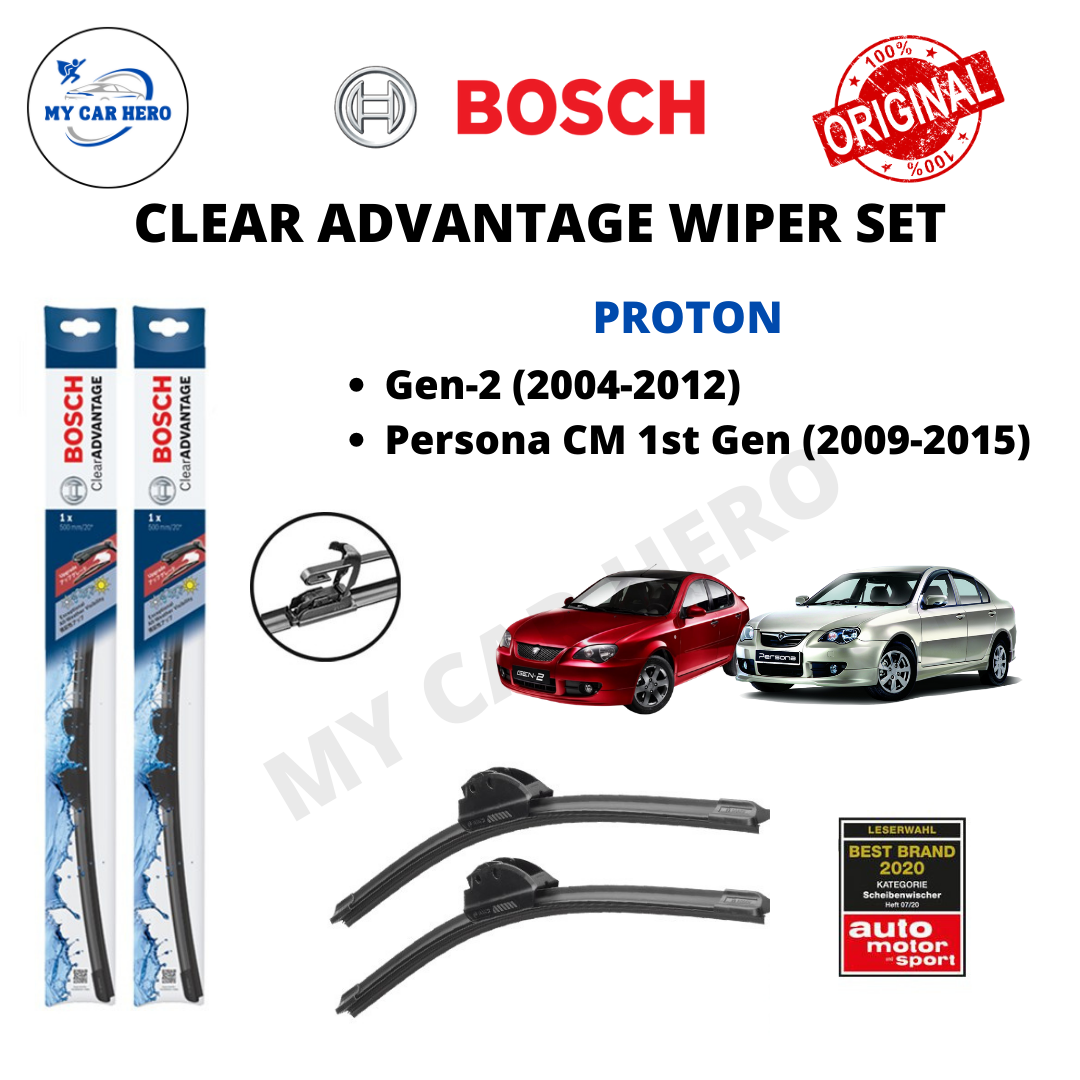 BOSCH Clear Advantage U Hook Wiper Set for Proton Persona CM 1st Gen (2009-2015) / Gen2 (2004 ...