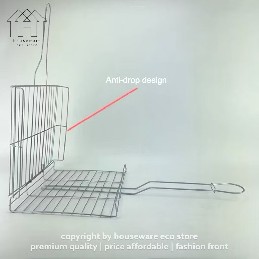 BBQ Mesh Grill Net Clip Jaring Pemanggang Bakar Ikan foldable BBQ ...