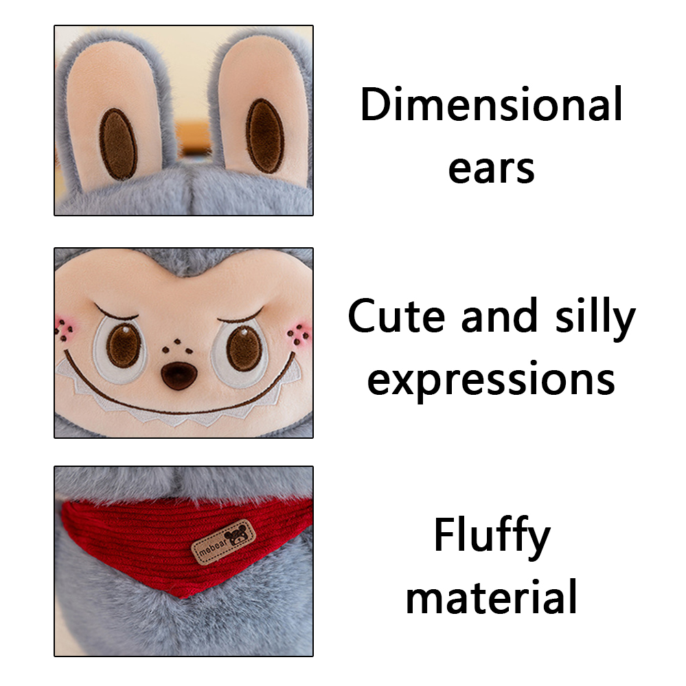 80Cm Mink Fur Labubu Plush Toy PP Cotton Stuffed Plushie Doll Soft Big ...