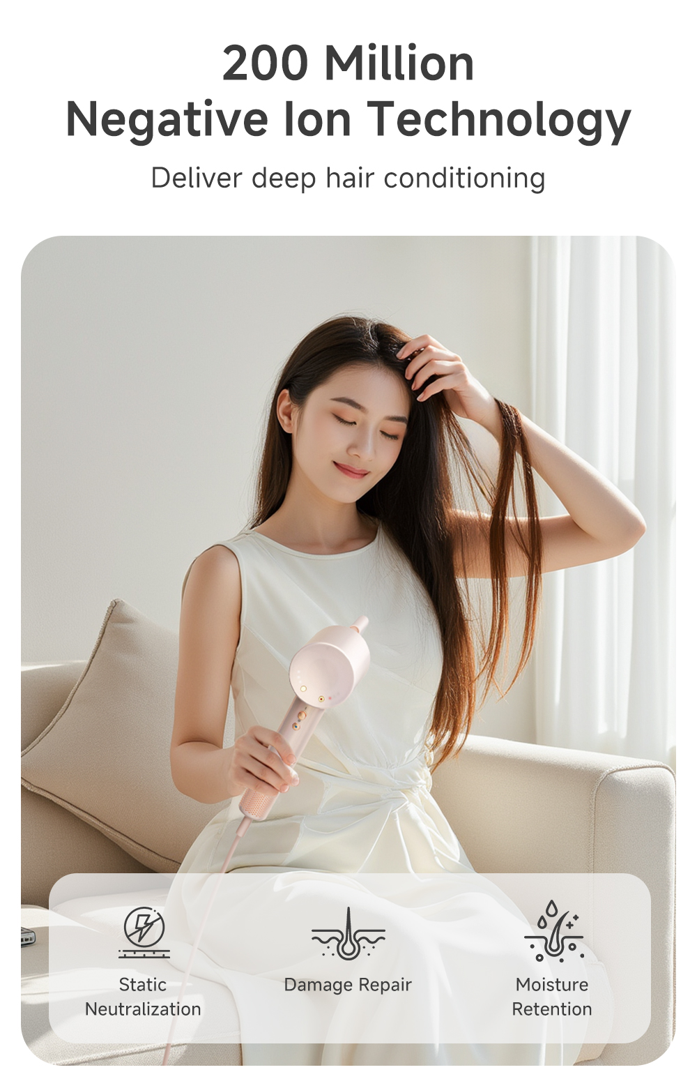 Simplus High Speed Hair Dryer丨64.5M/S丨1600W丨200 Million Negative Ions丨Constant Temperature Hyper ...