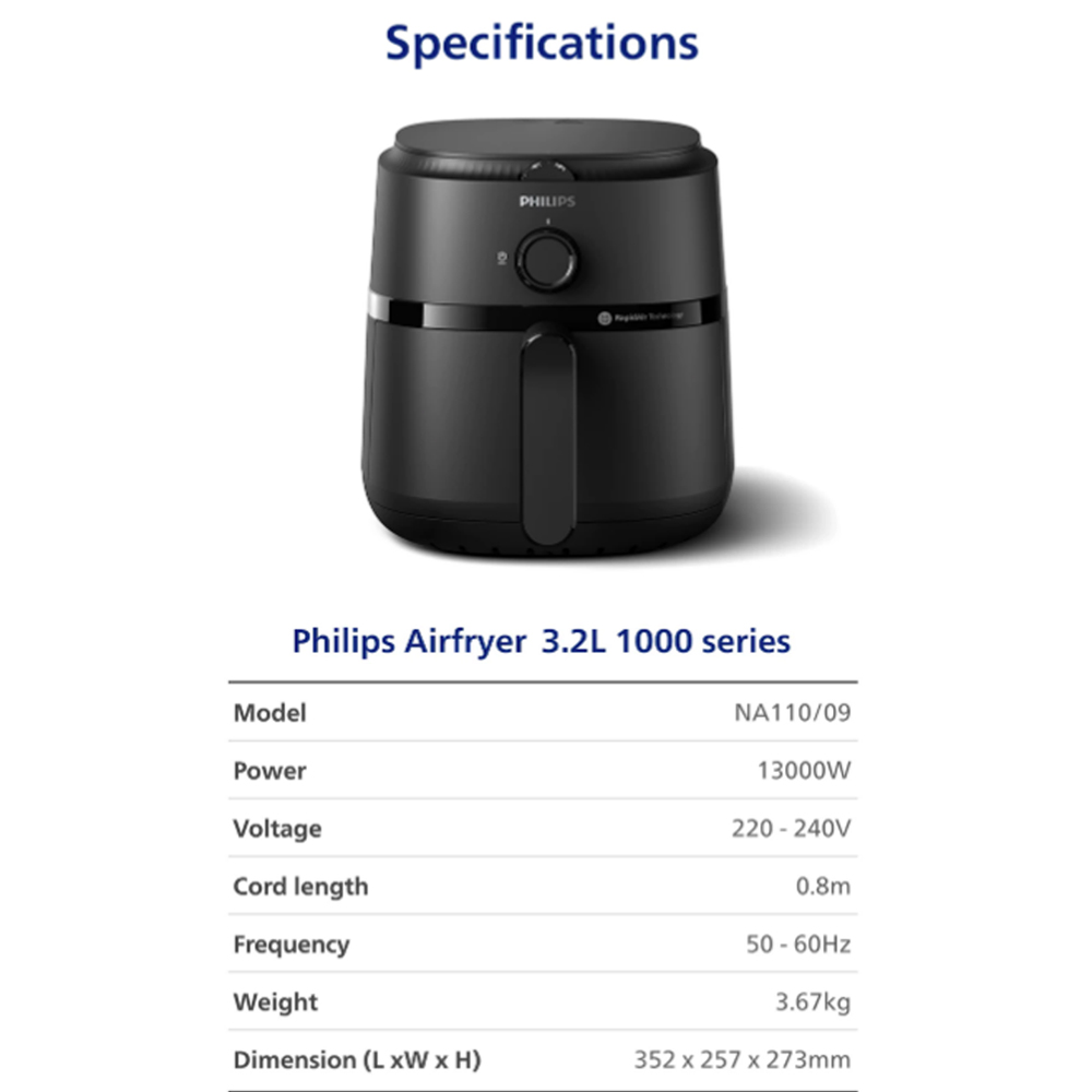 PHILIPS 1000 Series Air Fryer 3.2L NA110 (NA110/09) Analog 12in1 ...