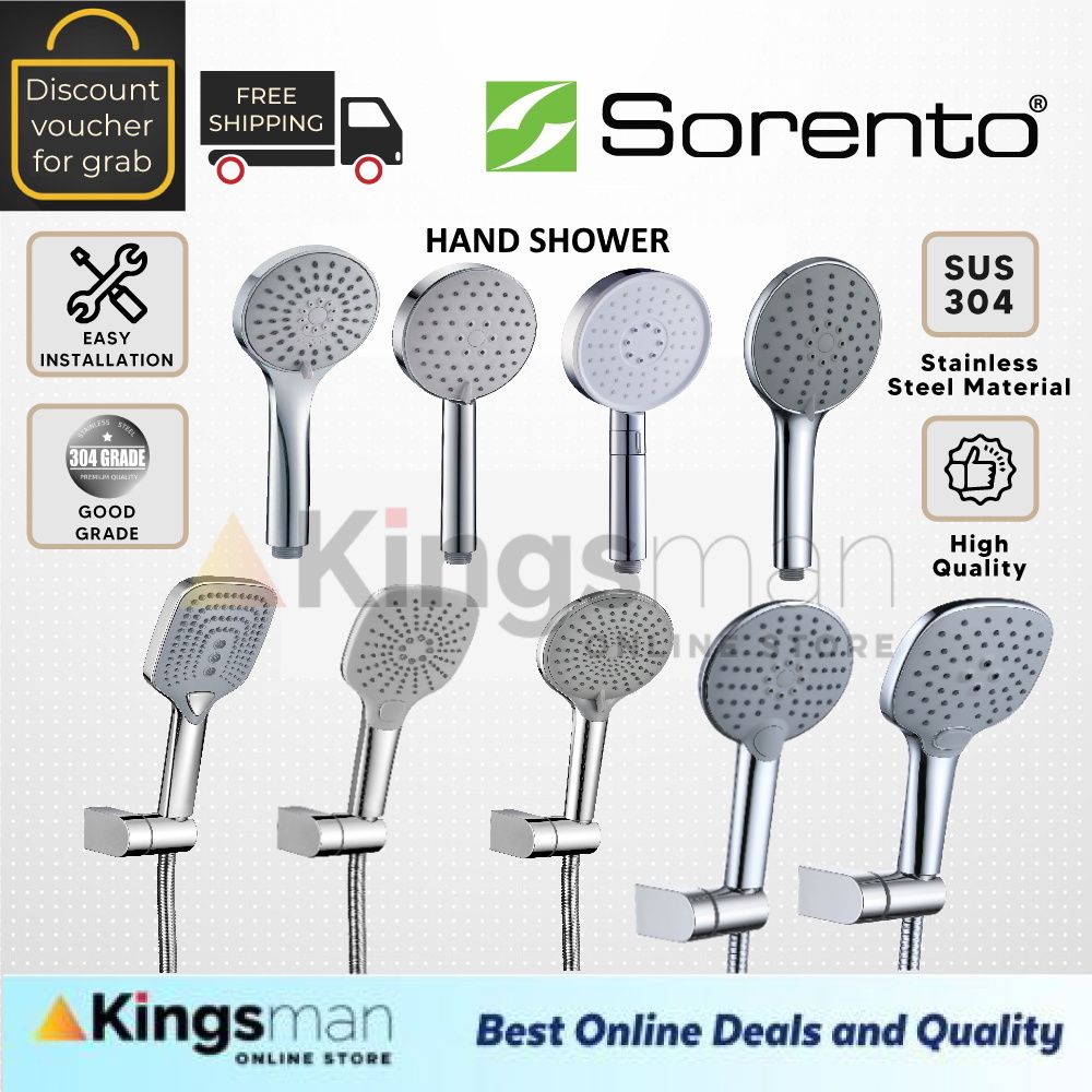 [Kingsman] SORENTO Stainless Steel 304 / ABS Shower Head 5 Function High Pressure Hand Shower ...