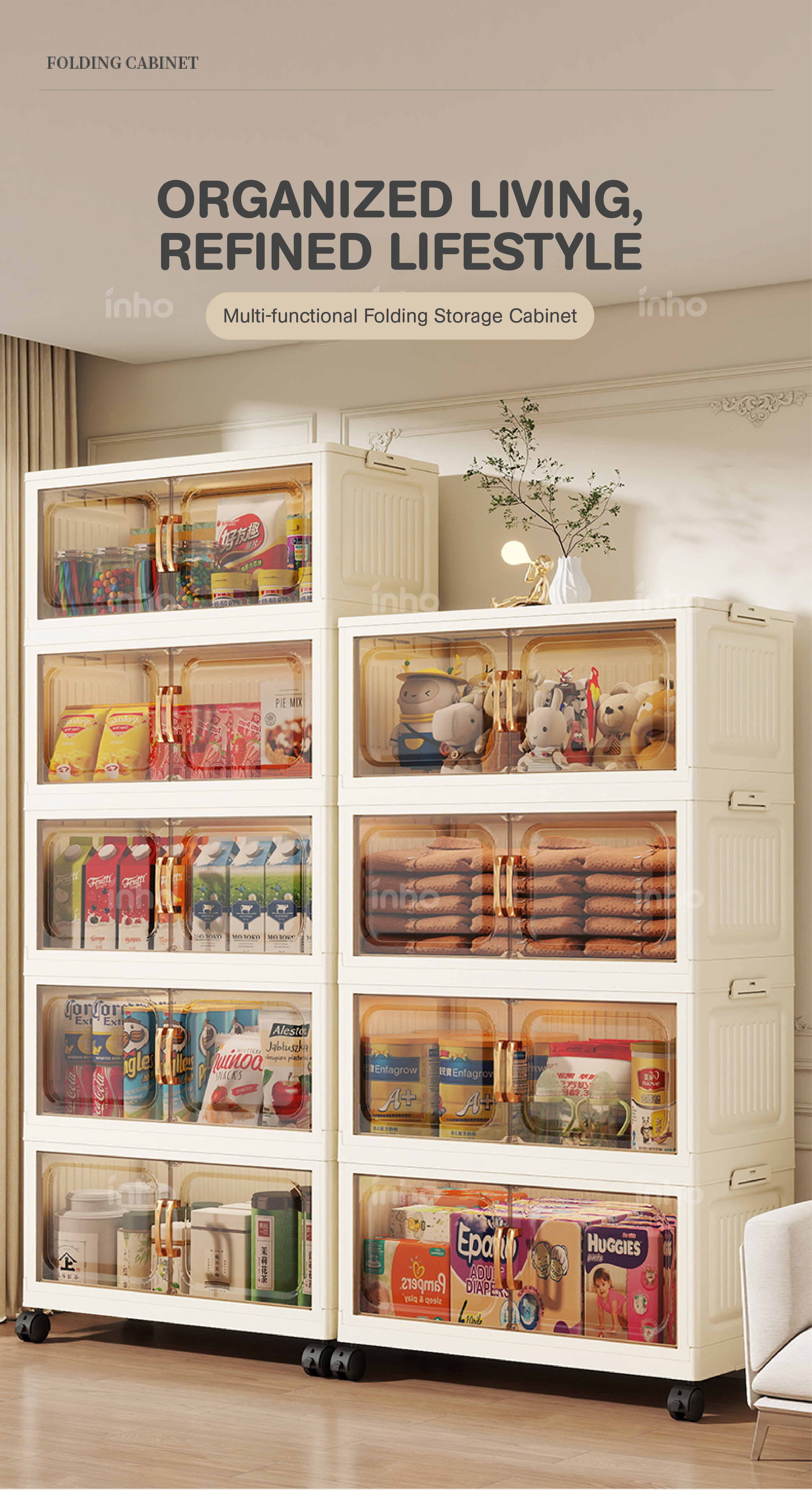 【𝗦𝗵𝗶𝗽𝗽𝗶𝗻𝗴 𝗣𝗿𝗼𝗺𝗼】INHO L50-70cm (1-6 Layers) 2 Doors Multipurpose ...