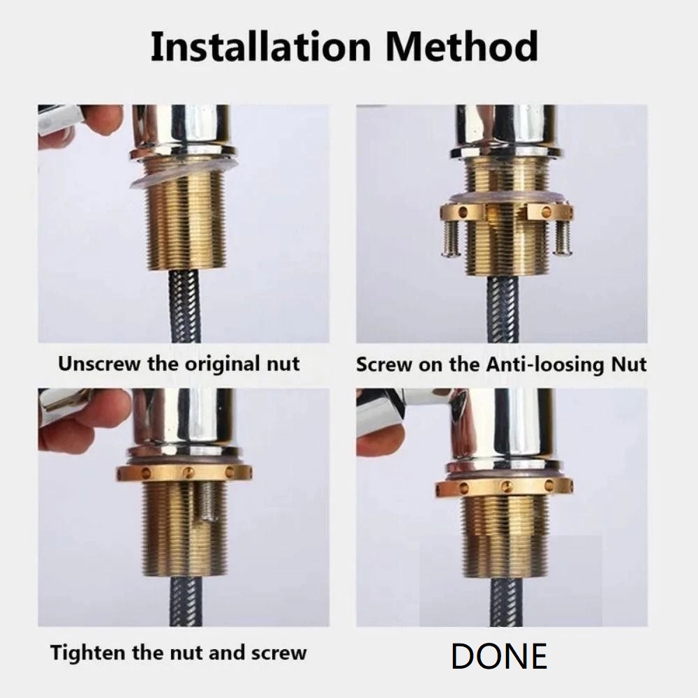 Faucet Lock Nut Fixing Fitting Kit with Anti loosing Nut for Kitchen ...