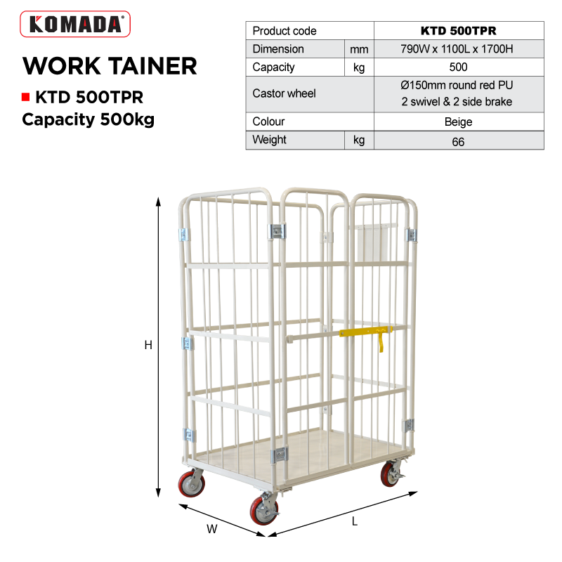 KOMADA™ Work Tainer with Swinging Doors (KTD 500TPR) | 500KG | Secure ...