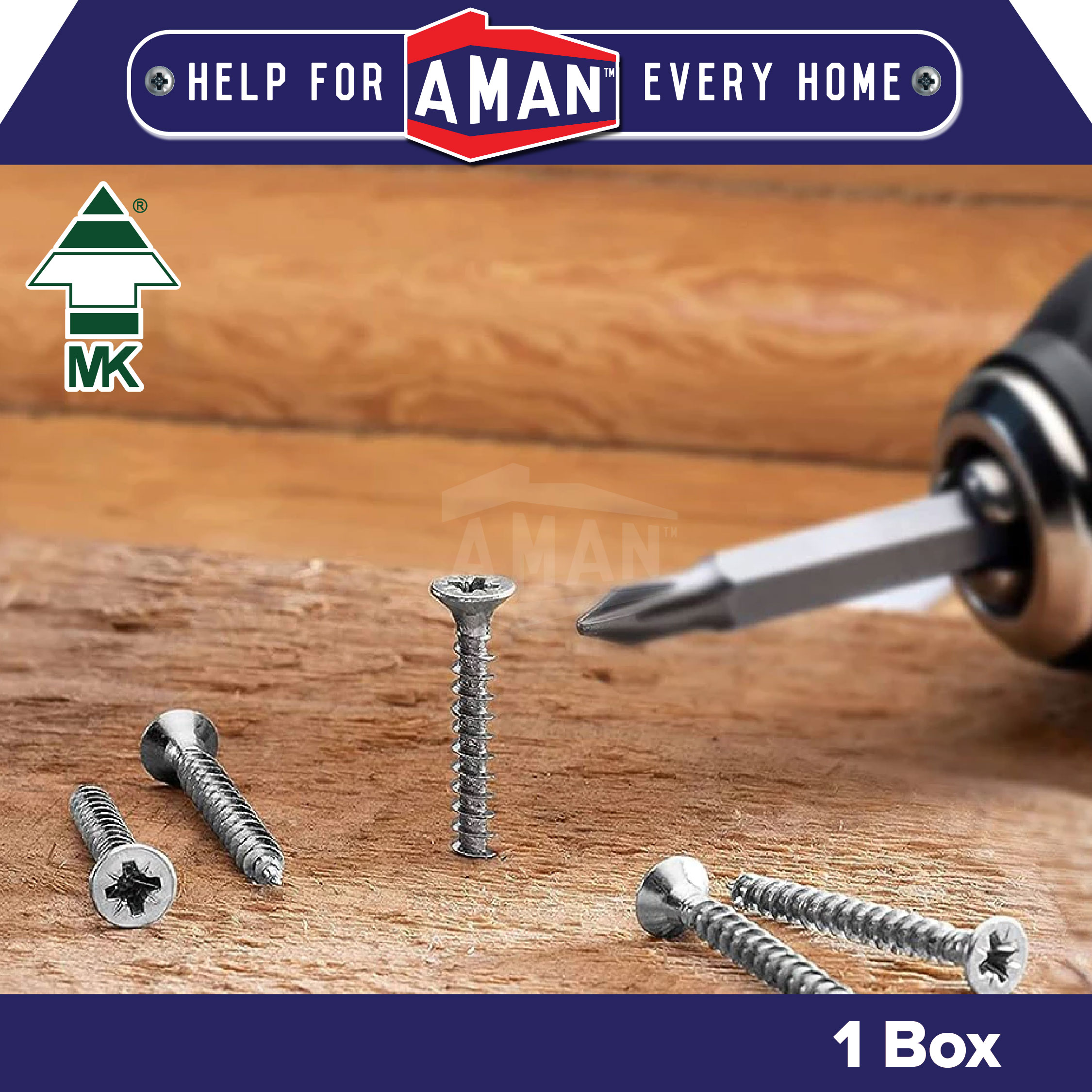 MK Self Tapping Screw Wood Chipboard Screw Skru Kayu Nickel CSK Head ...