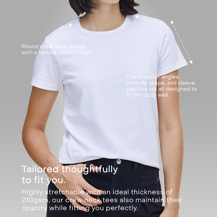 Oxwhite Women Premium Cotton Crew Neck Round Tee (Basic Colours ...