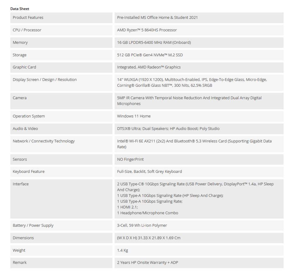 HP ENVY X360 14-FA0057AU / 14-FA0058AU 14" TOUCHSCREEN LAPTOP (R5 ...