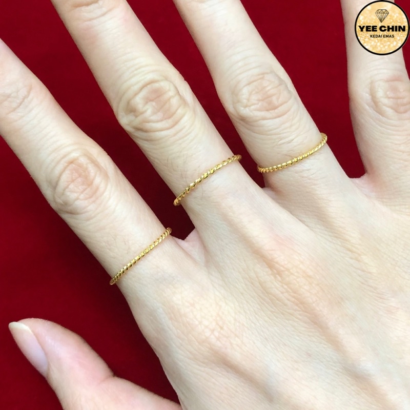 🔥NEW STOCK🔥Yee Chin Emas 916 Cincin Pintal Tali Minimalist / Rope Twisted Ring Gold 916 | Shopee ...