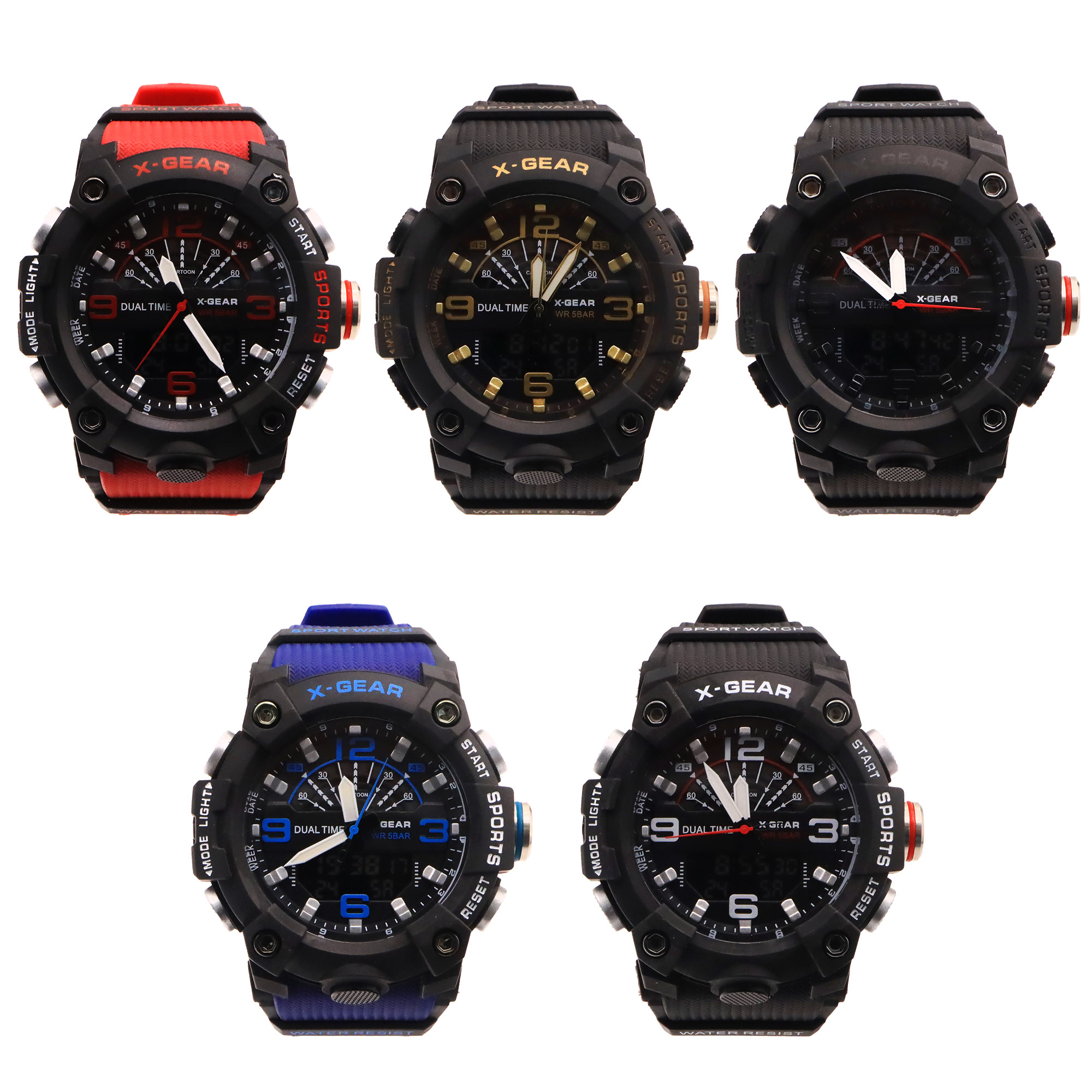 X-GEAR Watch ORIGINAL 30m Waterproof Rubber Strap Dual Time Watch ...