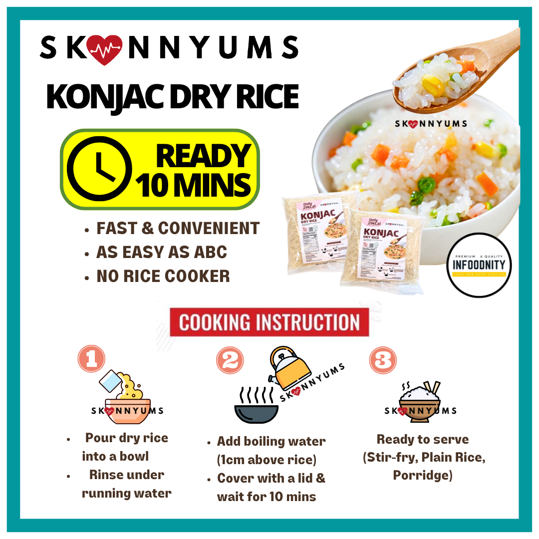 SKINNYUMS KONJAC DRY RICE Beras Konjac Meal Replacement Food Dry Konjac ...