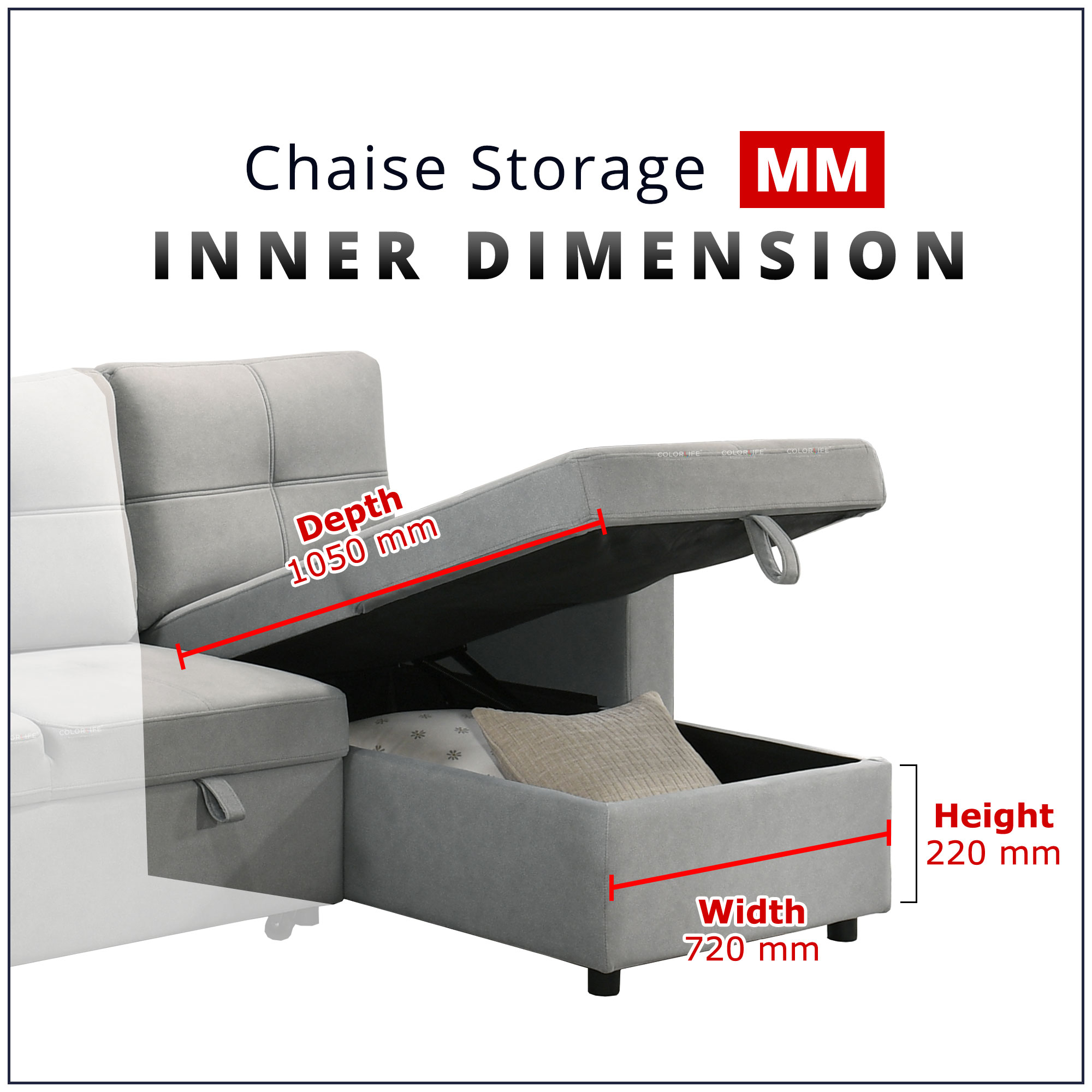 Color Life Valyn Pull Out L-Shape Sofa Bed/ Pull Out Bed / Storage Sofa ...