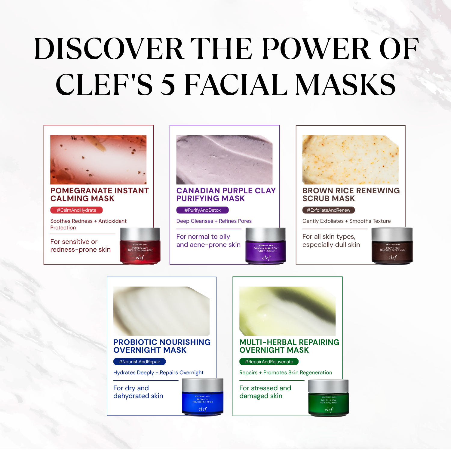 [MIX & MATCH] CLEF Facial Masks | Calming Mask | Purifying Mask | Scrub ...