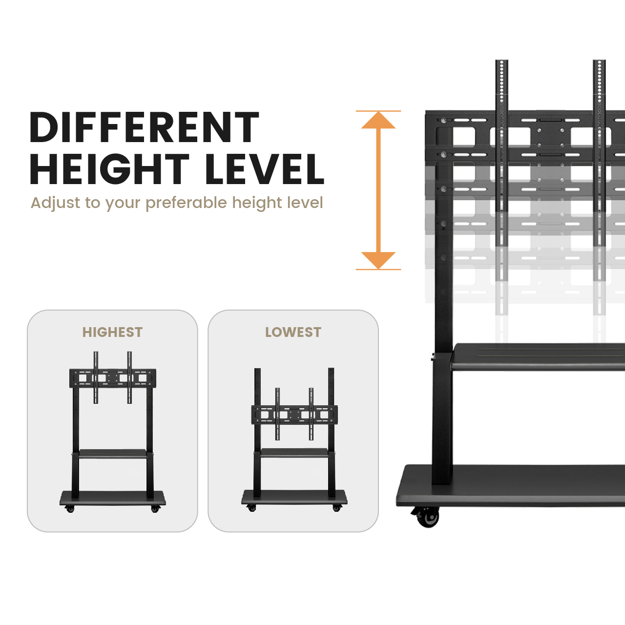 Heavy Duty Mobile TV Stand Moveable TV Floor Stand Bracket Mounted ...