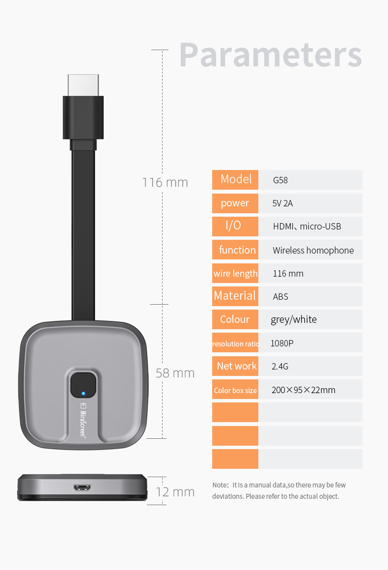 Wireless Display Adapter Miracast Dongle HDMI Connection Cast Potrait ...