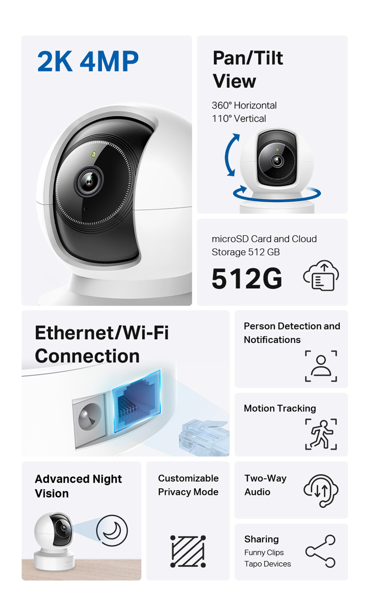 TP-Link Tapo C222 2K 4MP WiFi Camera CCTV with Ethernet / WiFi Connection 360 Degree IP Camera ...