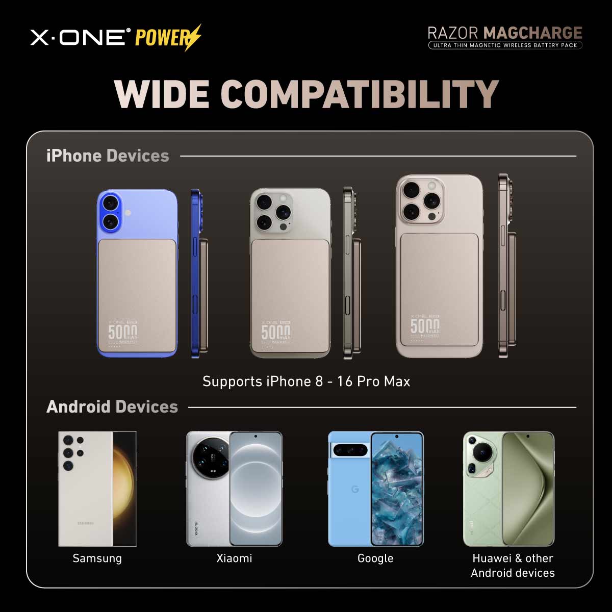 X.One Razor Magcharge (3C Certified) 7.6mm Ultra Thin Magnetic Battery ...