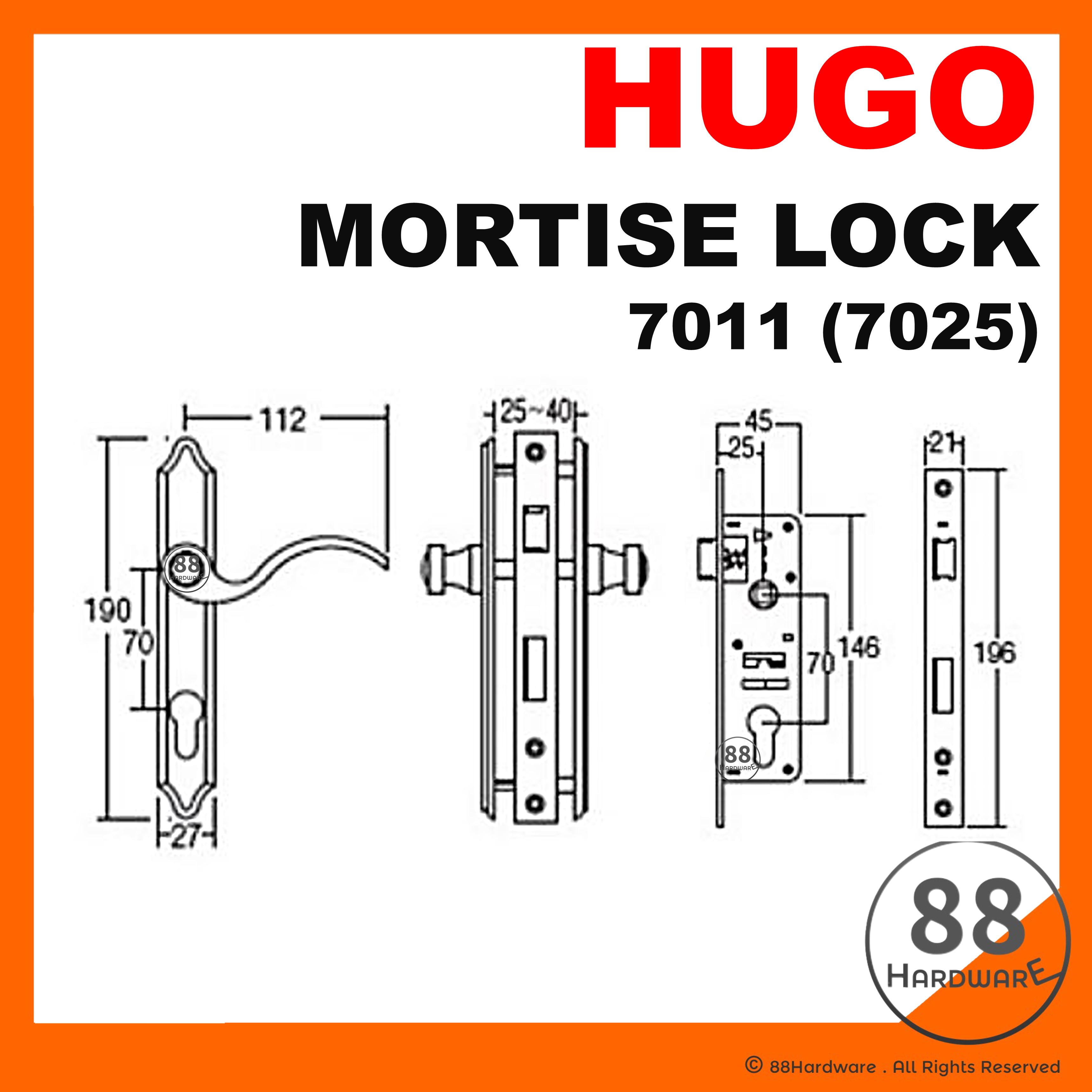 HUGO 7011 7025 ST GUCHI mortise lock / grill lock grill door lock set ...