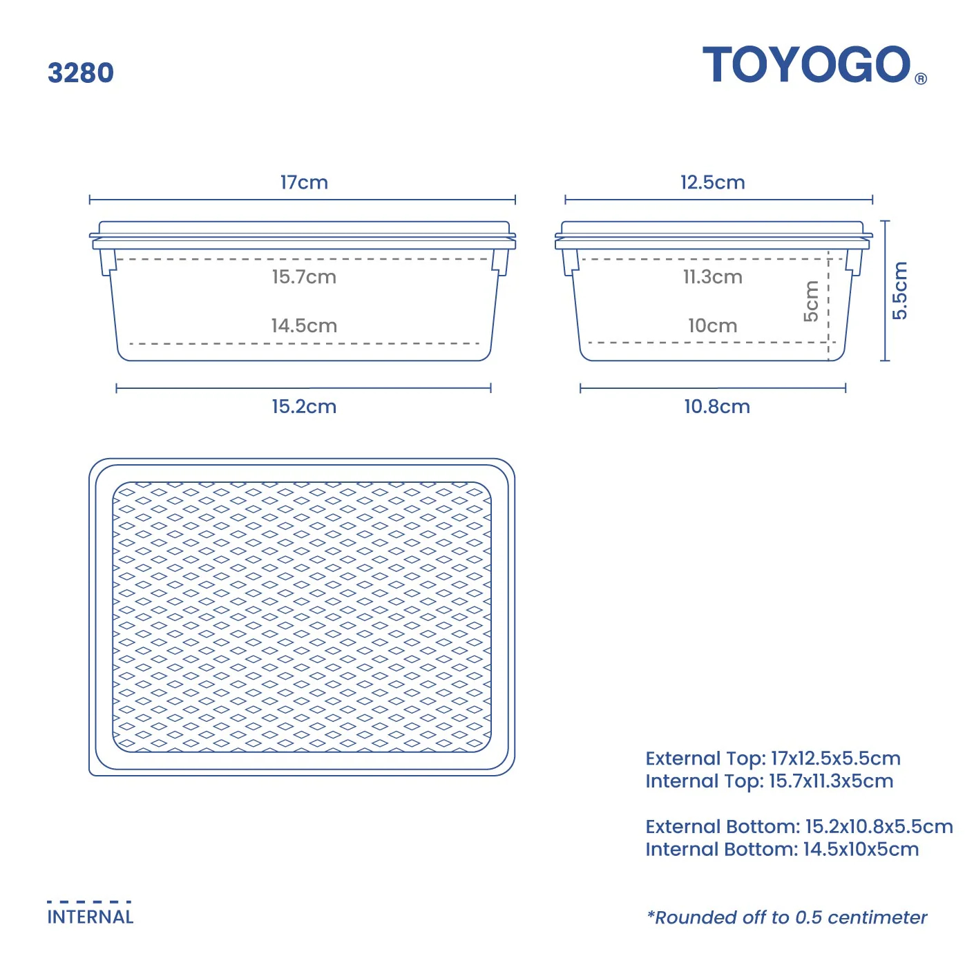 TOYOGO Diamond Food Container with Tight Cover 3280 (0.8L) [12 units/24 ...