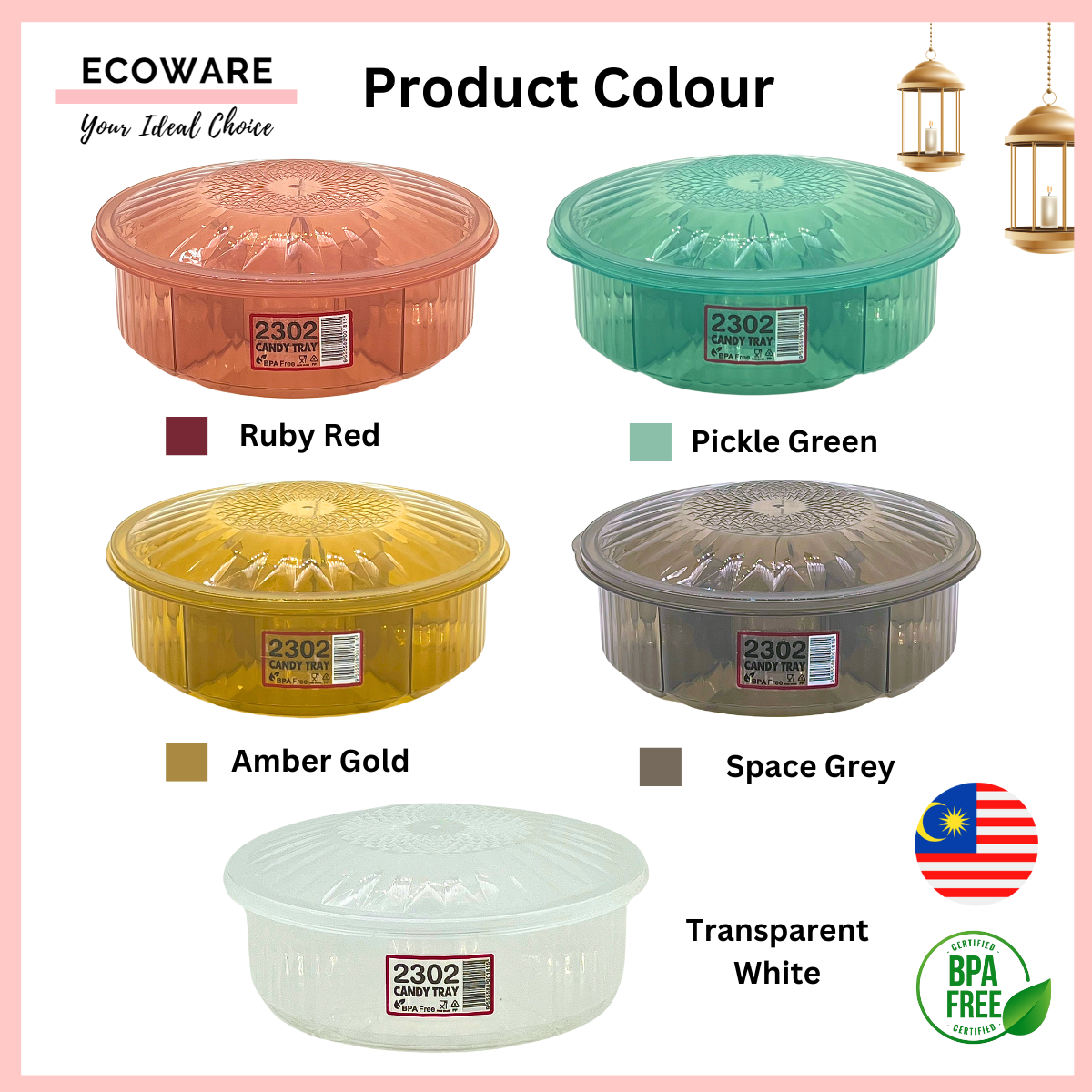 ECOWARE BPA-Free 6-Compartment Modern Candy Snacks Tray / Aesthetic ...
