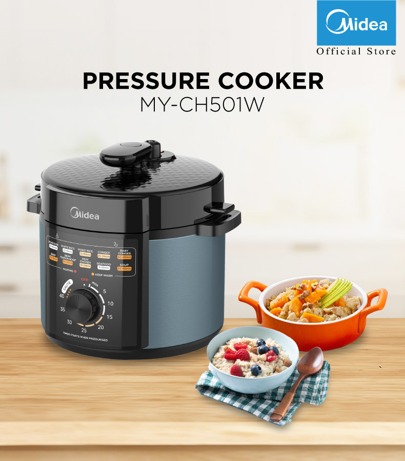 Midea MY-CH501W 5.0L Pressure Cooker With 10 Preset Menus | Shopee Malaysia