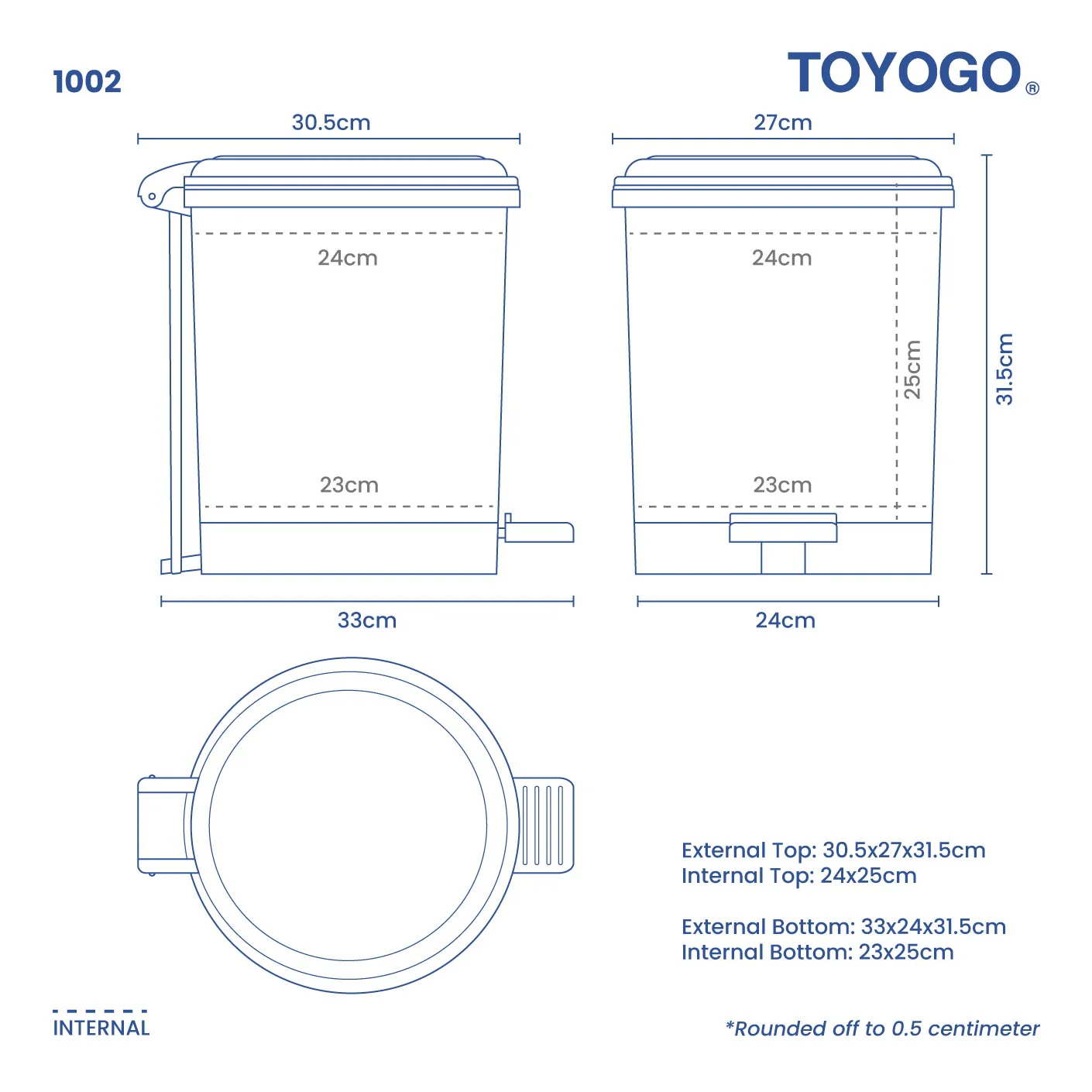 TOYOGO Step Dust Bin with Cover 1002 (10L) [1 unit] | Shopee Malaysia