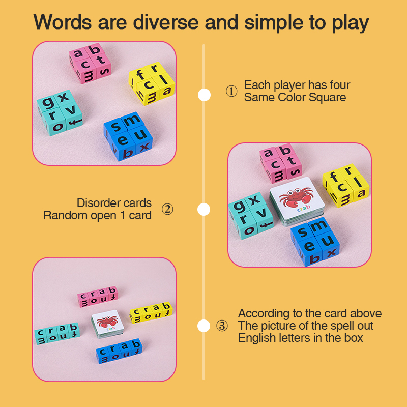 2025 New Letter Spelling Block Flash Cards Game Fun Word Spelling Early ...