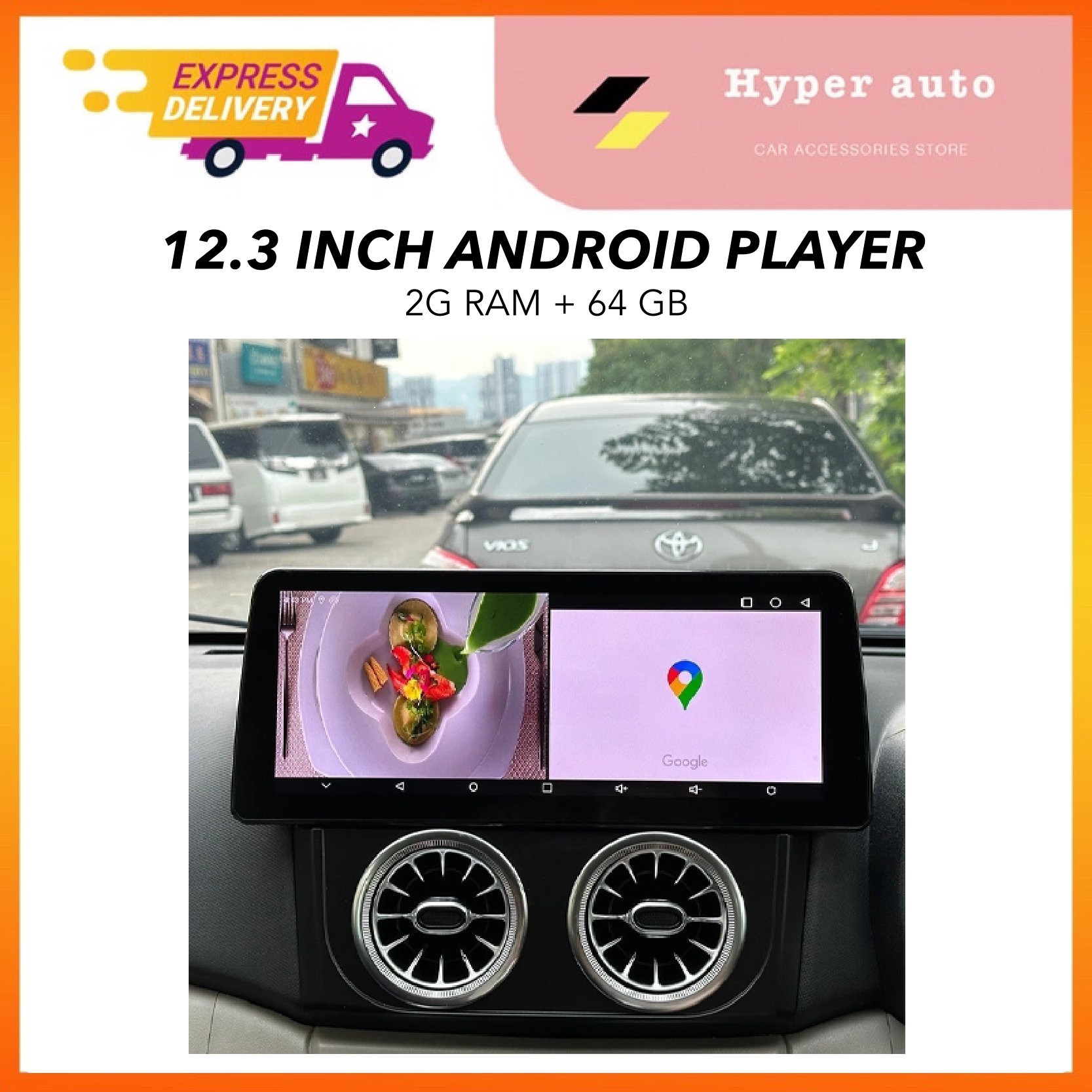 12.3 inch car android player BMW Style 4 + 64 GB Ram apple carplay ...