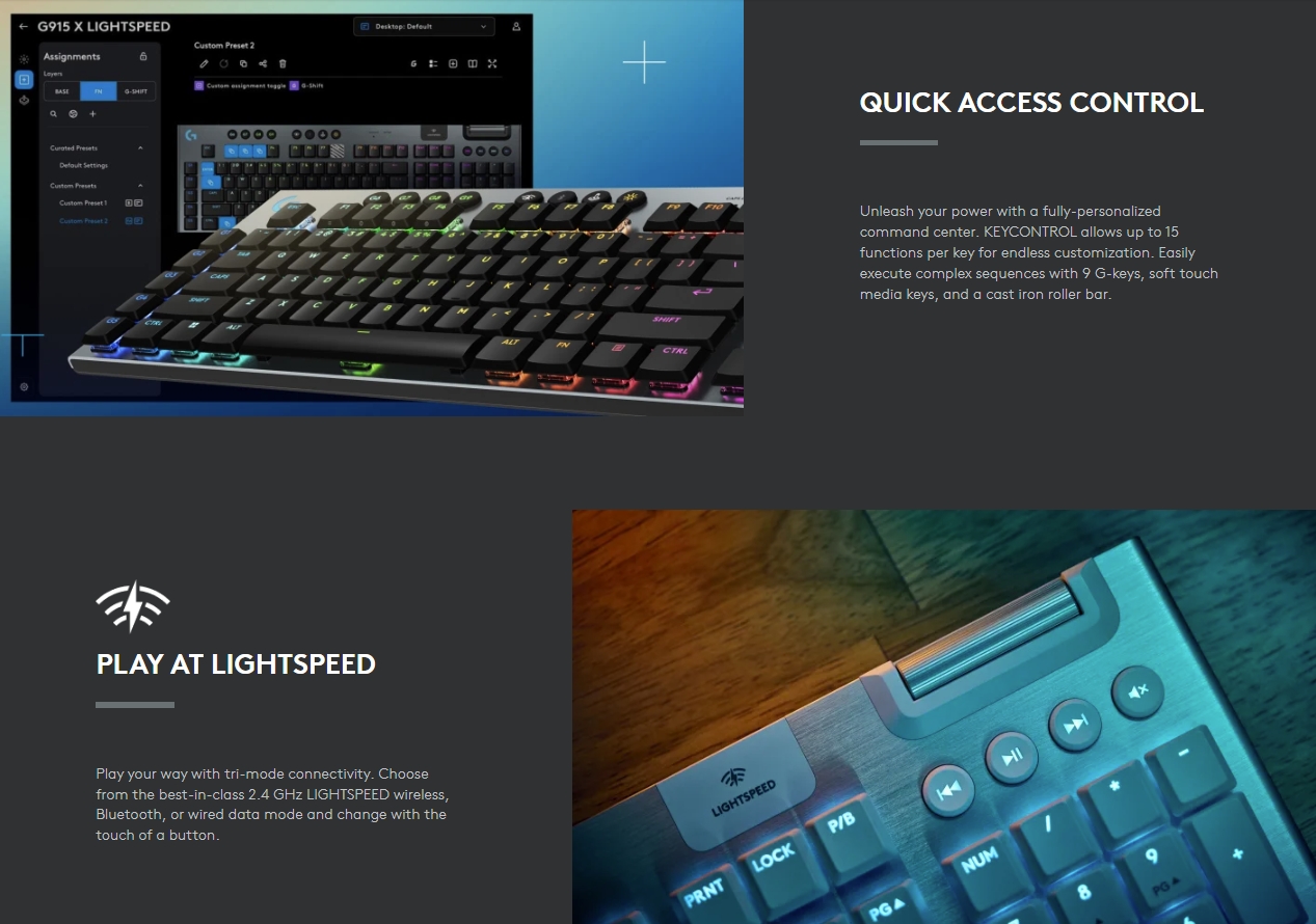 LOGITECH G915X / G915X TKL WIRELESS LOW PROFILE GAMING KEYBOARD WITH ...