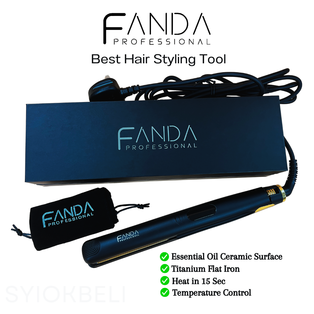 FANDA Ceramic Coated Hair Straightener Straightening Hair Iron Fanda ...