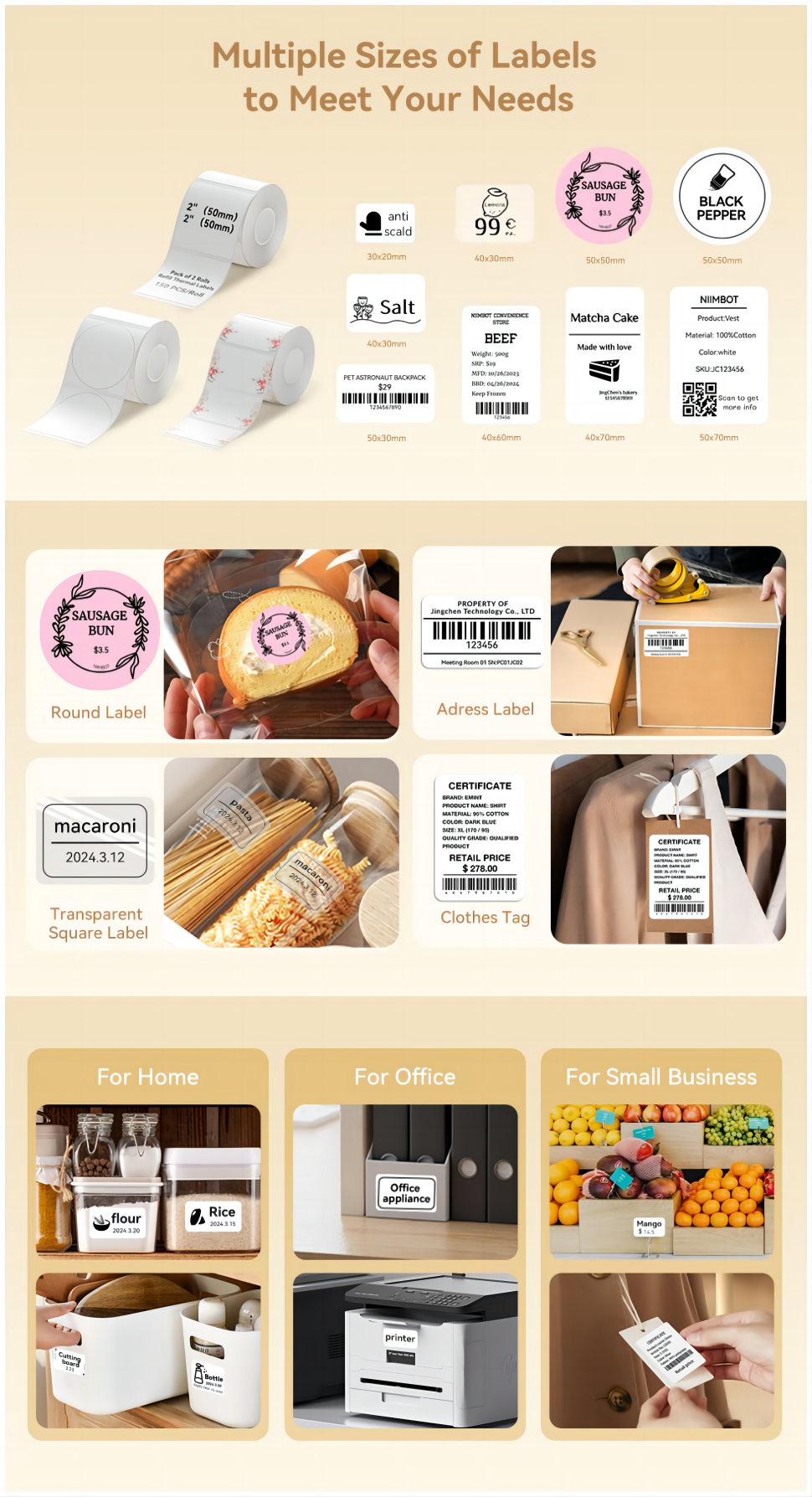 NIIMBOT B21/B1/B3S Transparent Label Printing Paper Name Sticker Sticker Waterproof Self-Label ...