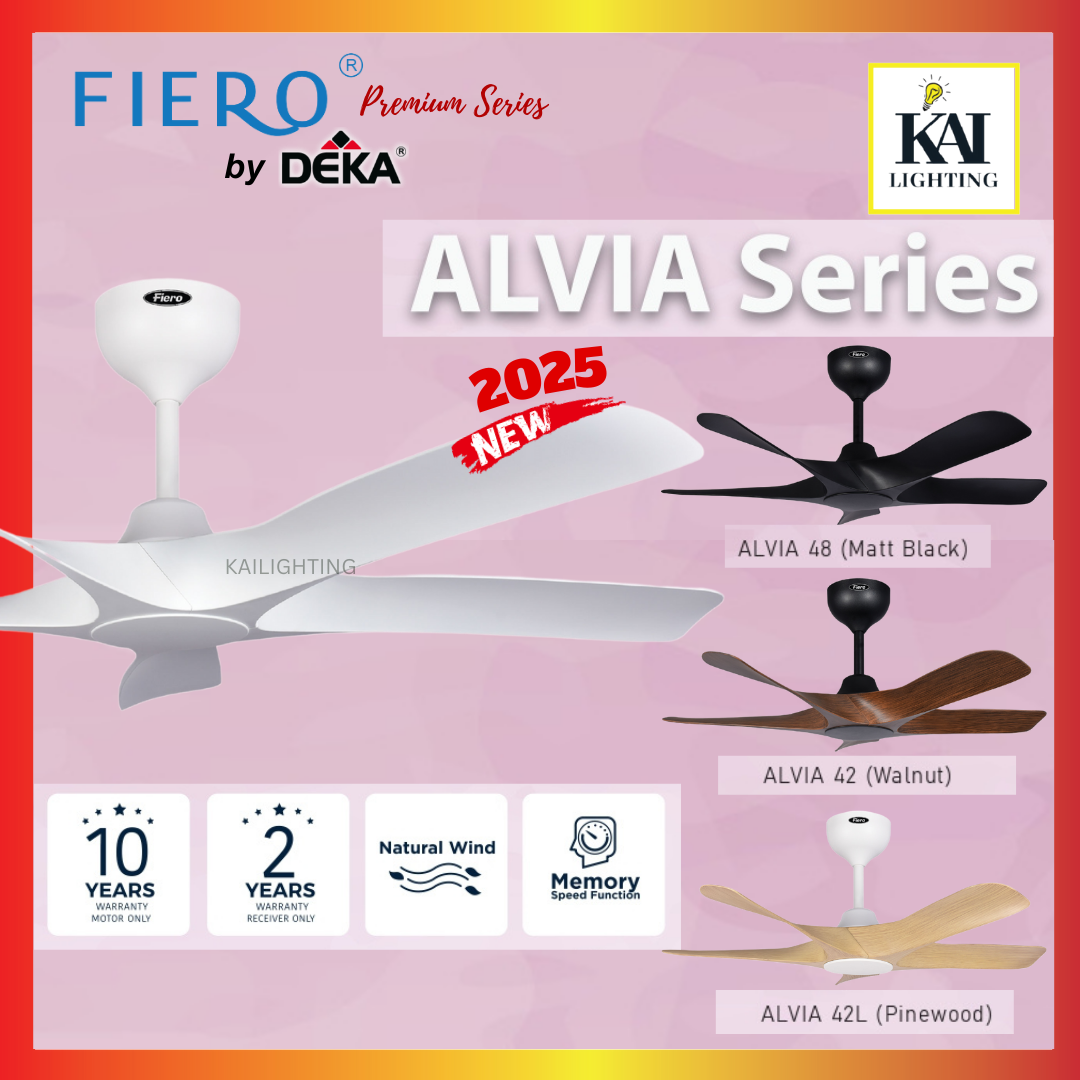 🔥 NEW 2025🔥 FIERO ALVIA Premium DC 56" Ceiling Fan 5 Blades 24 Speeds Memory Function Kipas ...