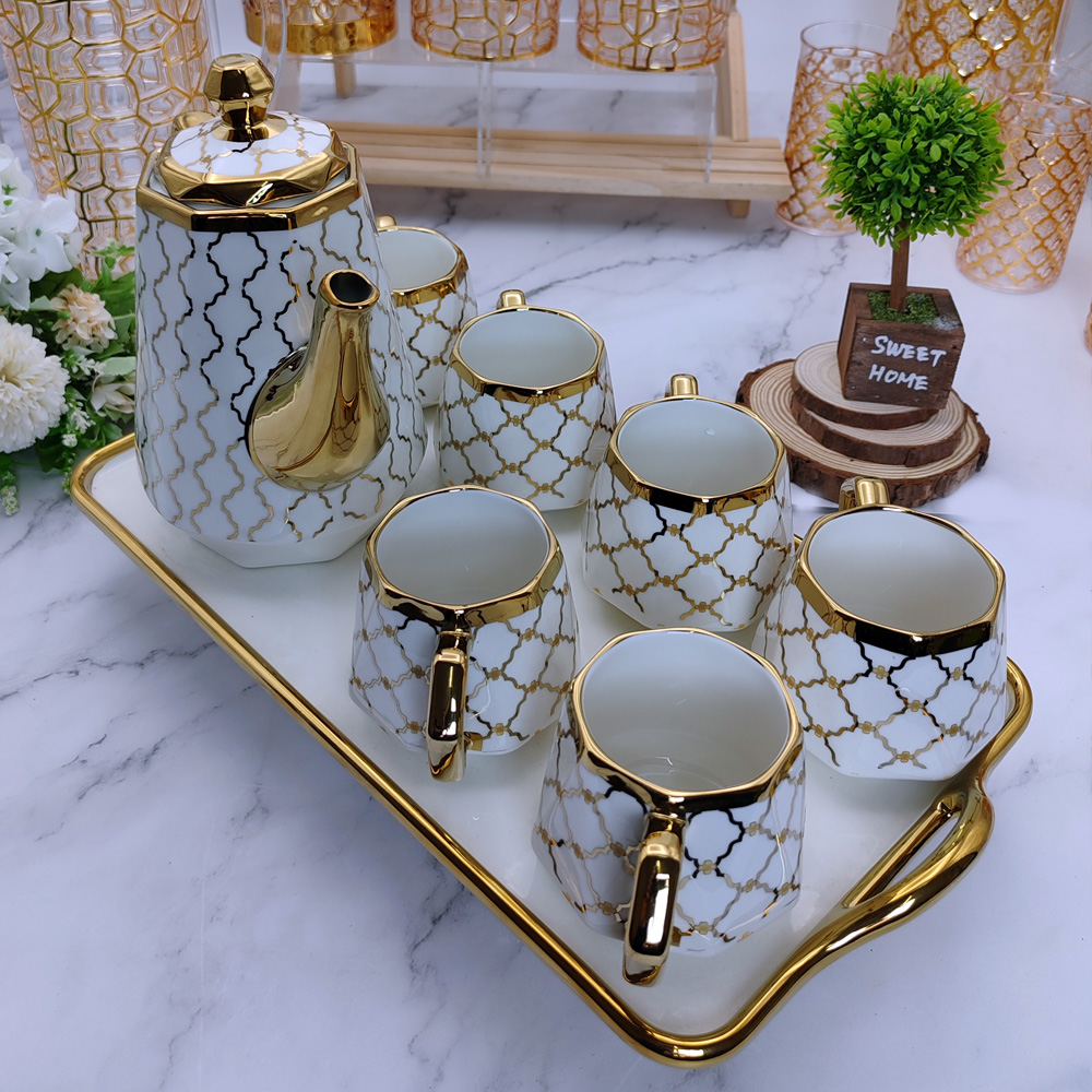 Luxury Porcelain Teapot Set With Tray Tea Cup Set Mugs Tea Pot Coffee ...