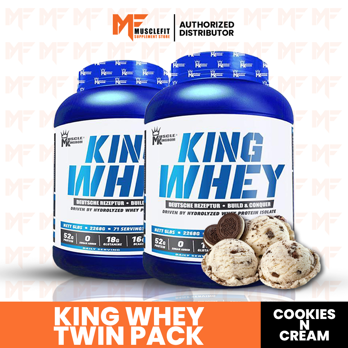 COMBO Muscle Kingdom King Whey 5 lbs/2.2 kg /71 servings x 2 Unit ...