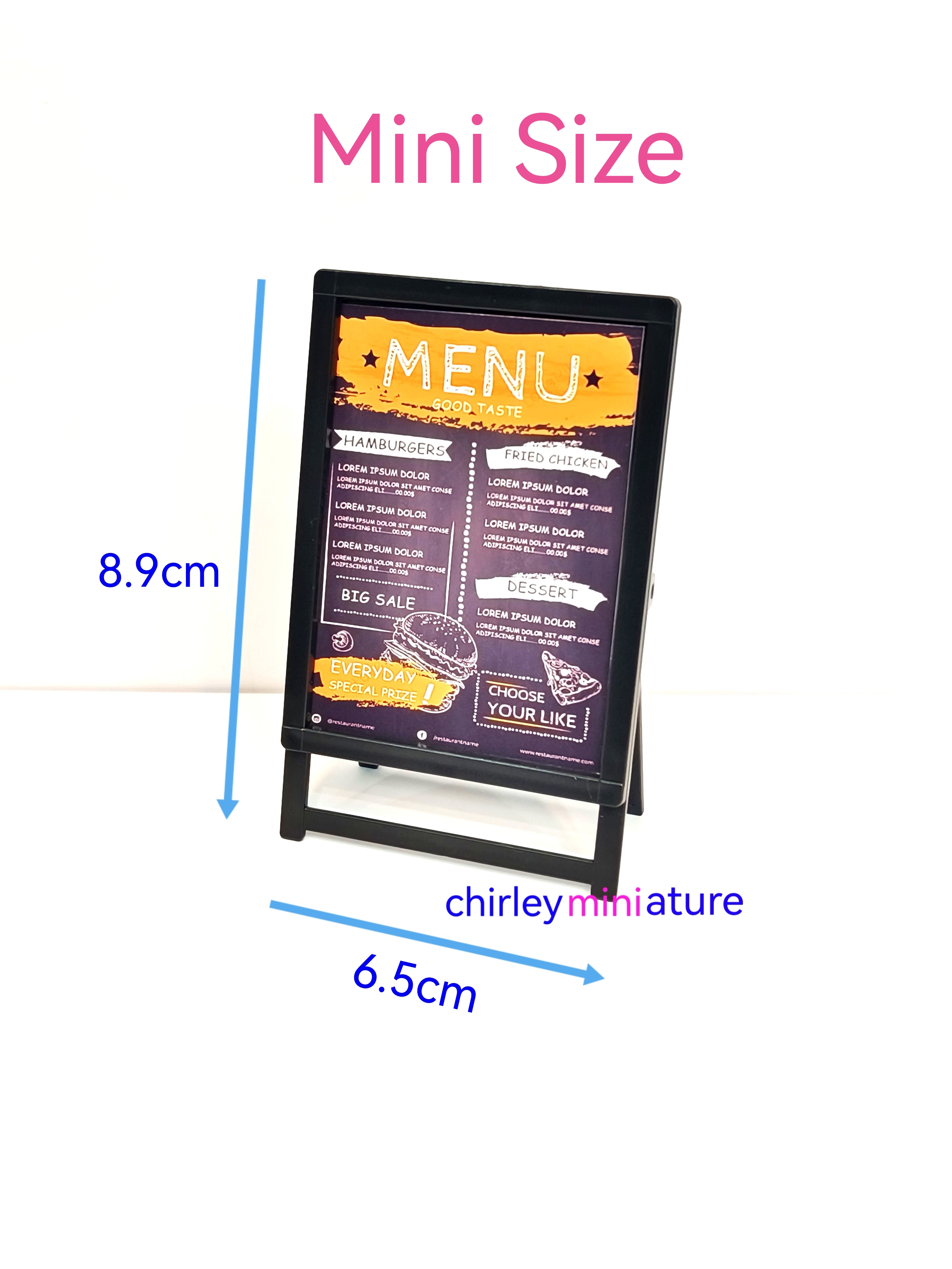 Toy mini poster stand 1/12 / Miniature menu stand 1/12 / Dollhouse mini ...