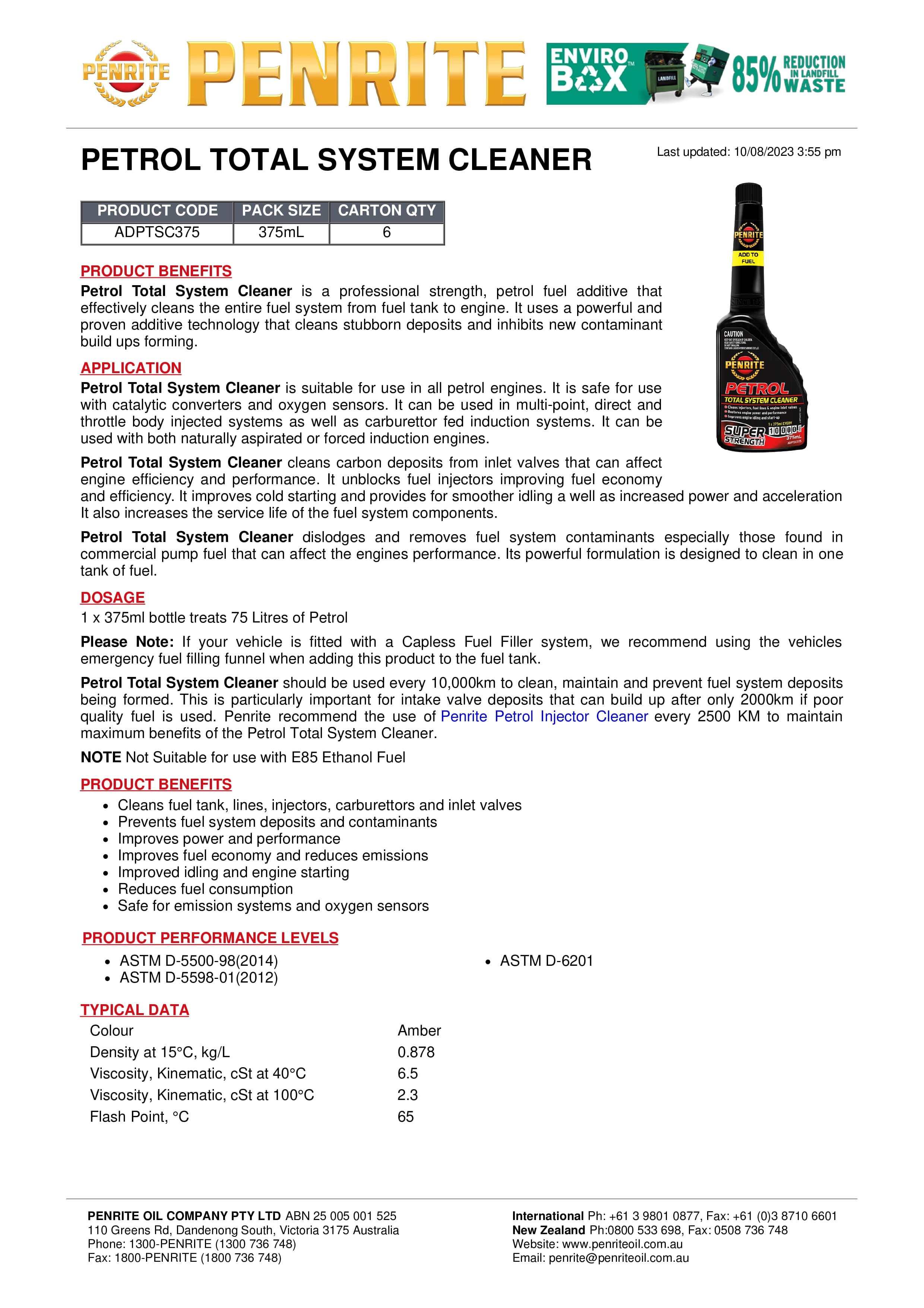 Penrite Petrol Total System Cleaner (375ml) | Shopee Malaysia