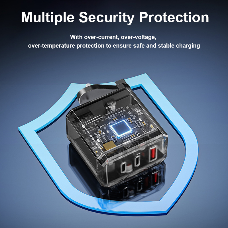 MeeGoo 65W GaN Charger UK Plug A+2C Ports QC3.0 Fast Charging Adapter ...