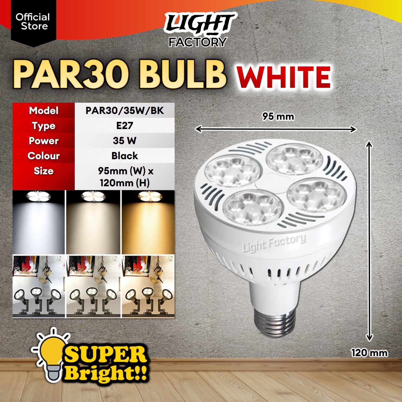 PAR30 35W LED BULB LED Spotlight Bulb Super Bright E27 Holder PAR30 LED ...