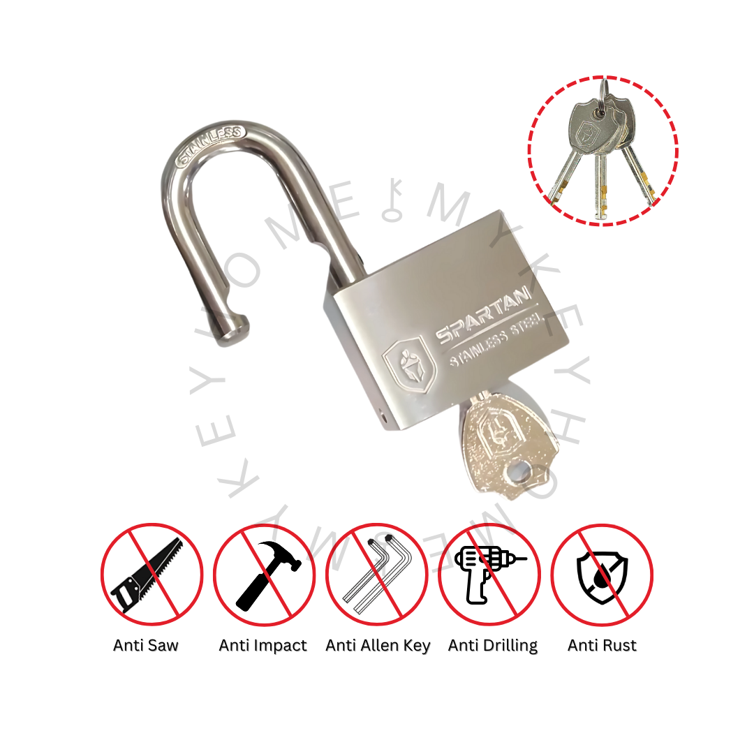 Spartan Padlock 40mm / 50mm Heavy duty Stainless Steel SUS304 | Shopee ...