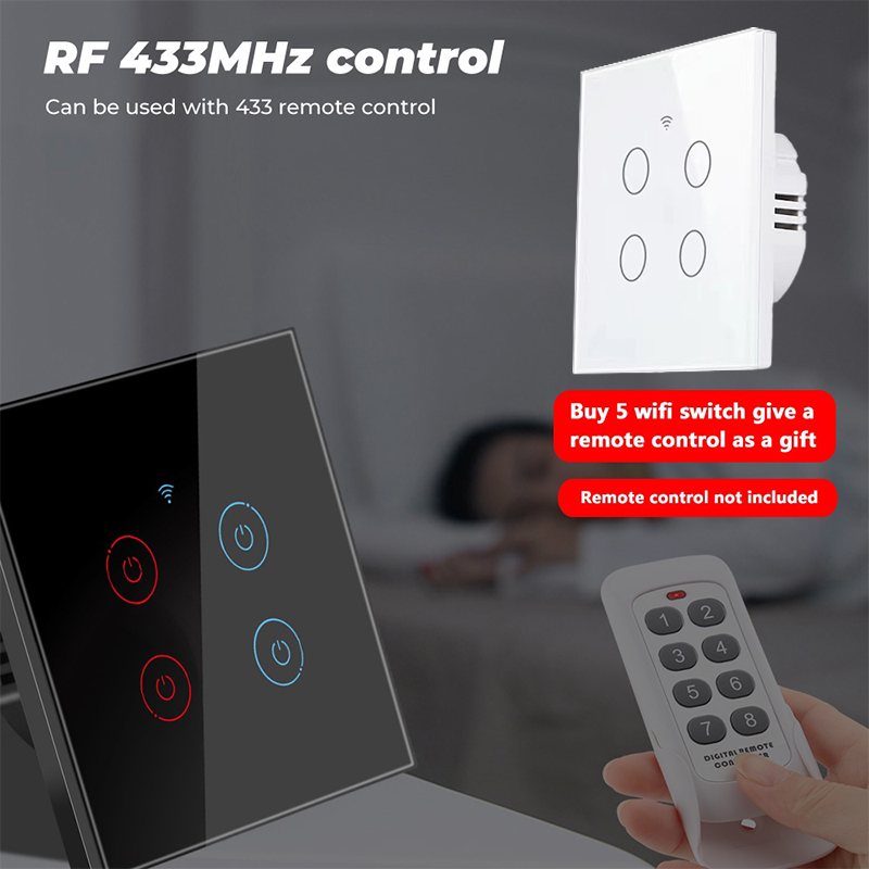 Tuya WiFi Touch Smart Switch Light Without No Neutral Wire Glass Wall ...